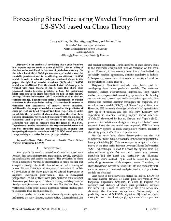 Pdf Forecasting Share Price Using Wavelet Transform And Ls Svm Based