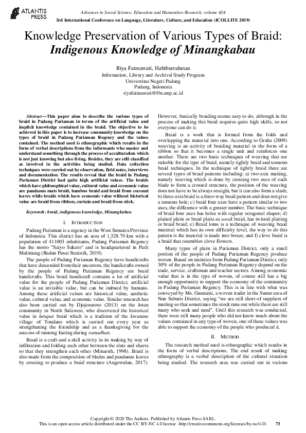(PDF) Knowledge Preservation of Various Types of Braid: Indigenous ...