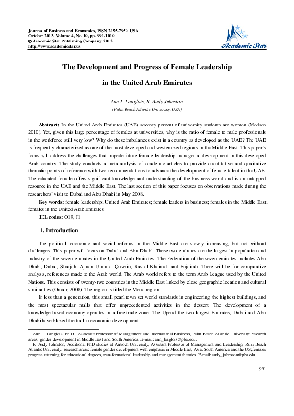 (PDF) The Development and Progress of Female Leadership in the United ...