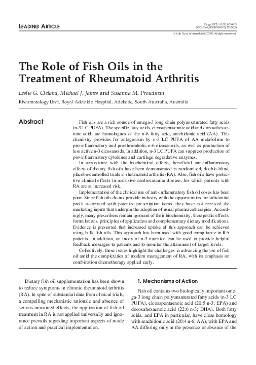 (PDF) The Role of Fish Oils In the Treatment of Rheumatoid Arthritis