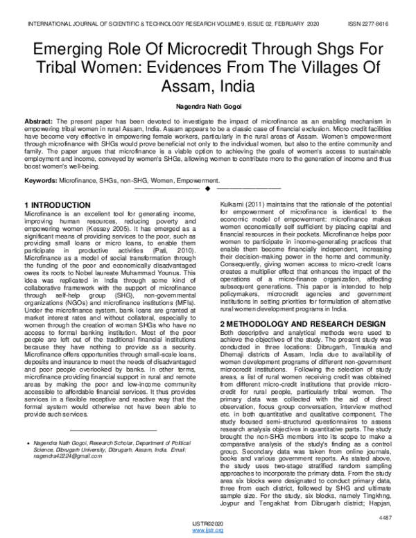 (PDF) Emerging Role Of Microcredit Through Shgs For Tribal Women ...