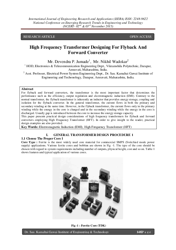 (PDF) High Frequency Transformer Designing For Flyback And Forward ...