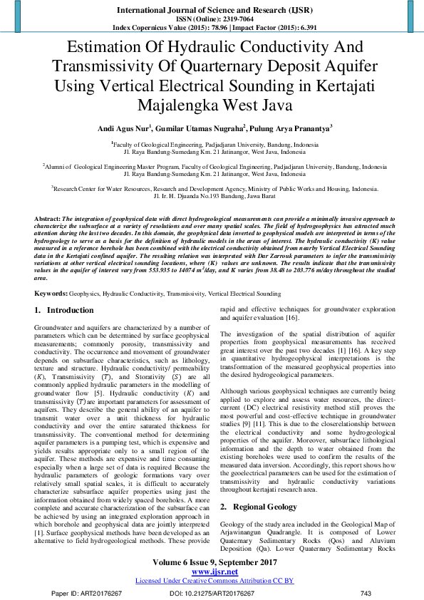 (PDF) Estimation Of Hydraulic Conductivity And Transmissivity Of ...