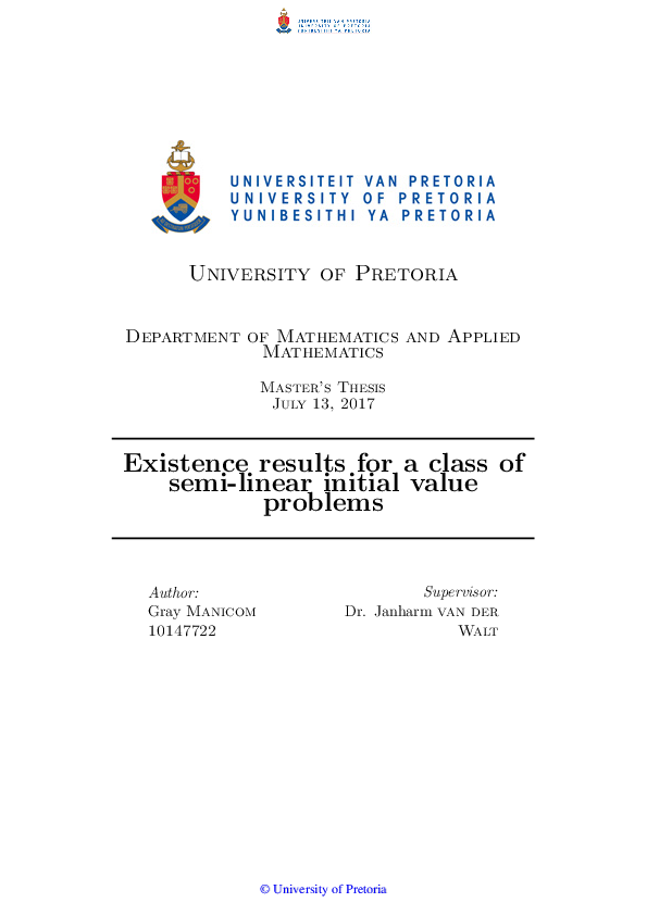 (PDF) Existence results for a class of semi-linear initial value problems