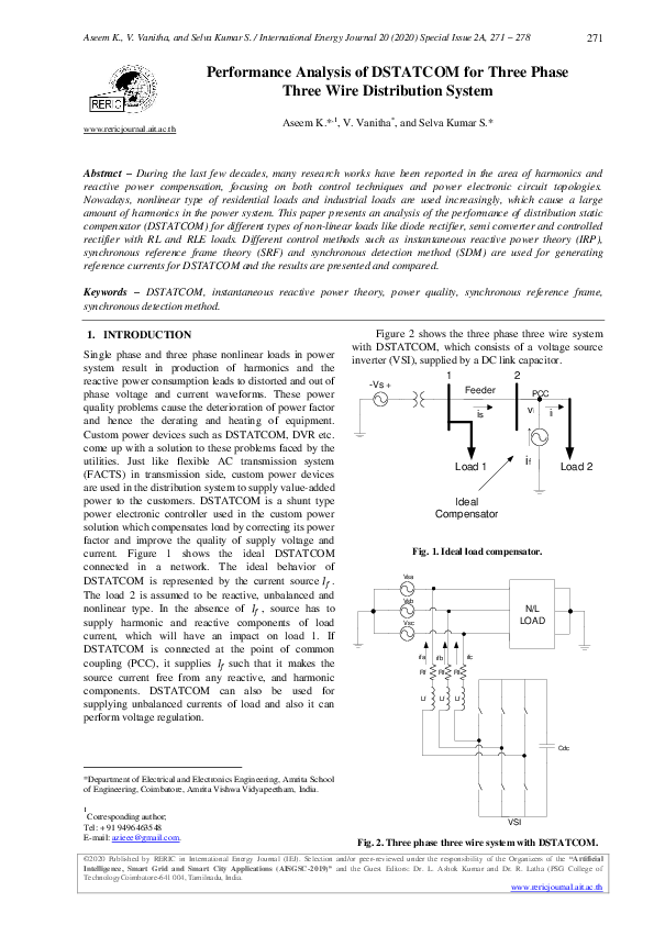 Pdf Dstatcom Performance For Nonlinear Loads