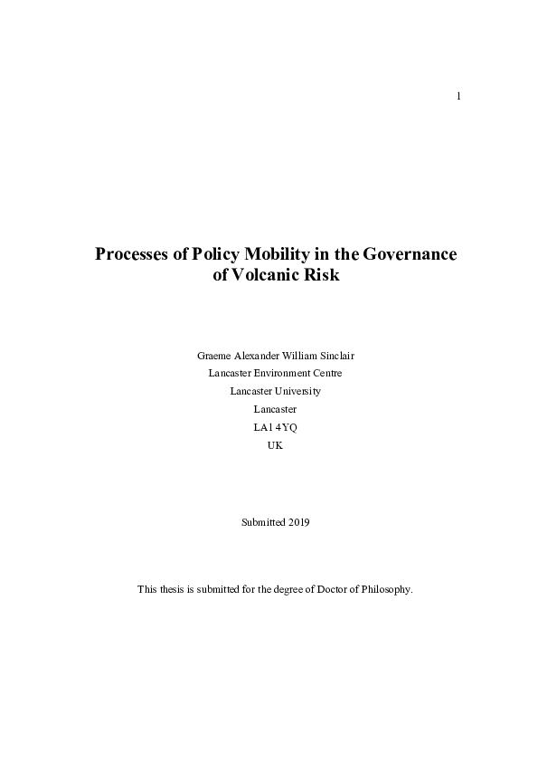 (PDF) Processes of policy mobility in the governance of volcanic risk ...