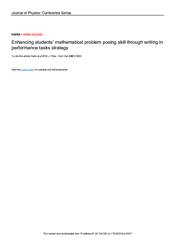 (PDF) Enhancing students’ mathematical problem posing skill through ...