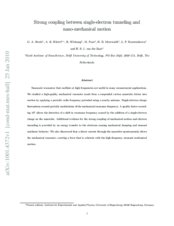 (PDF) Strong coupling between single-electron tunneling and ...