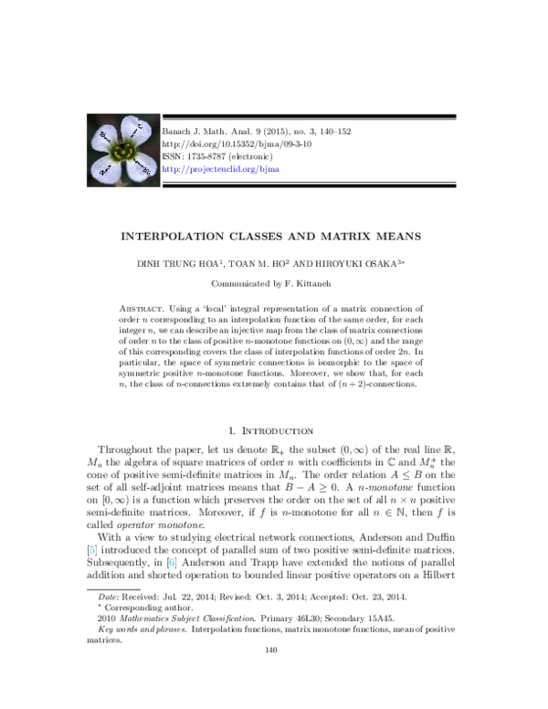 (PDF) Interpolation classes and matrix means
