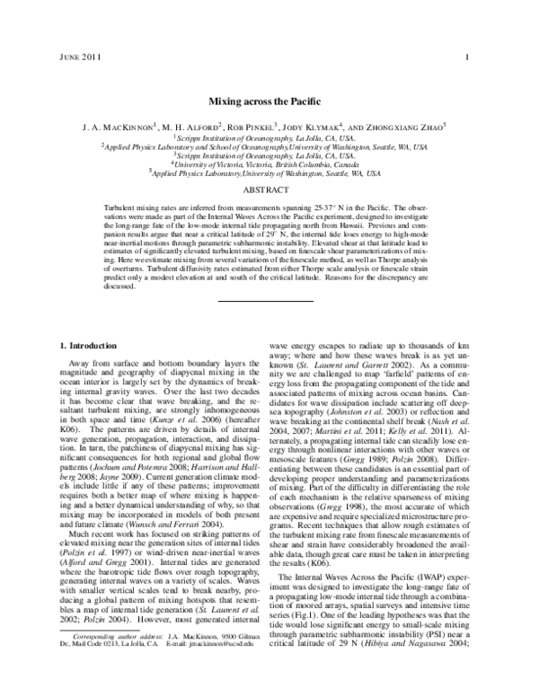 (PDF) Mixing across the Pacific