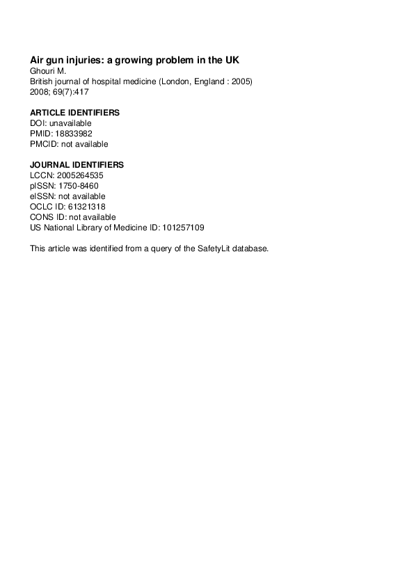 (PDF) Air gun injuries: a growing problem in the UK