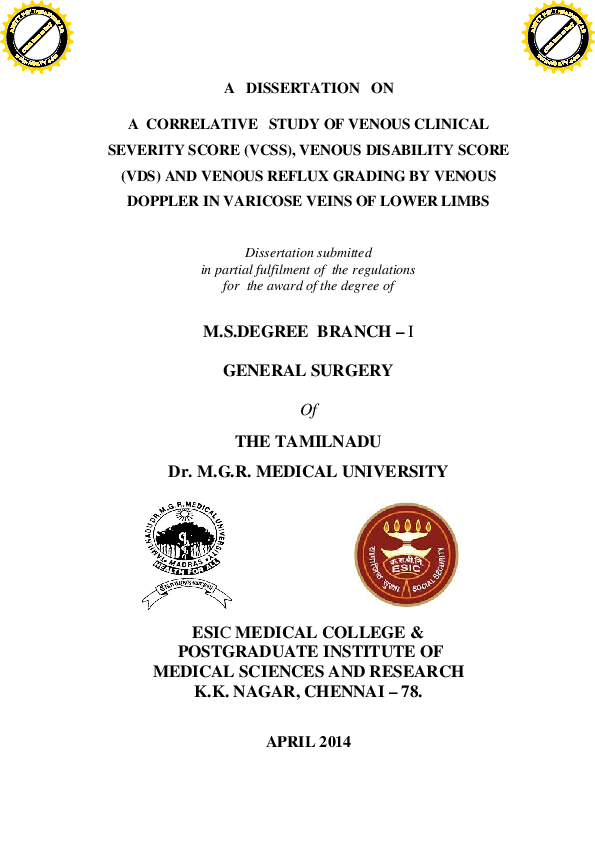 (PDF) A correlative study of venous clinical severity score (VCSS ...