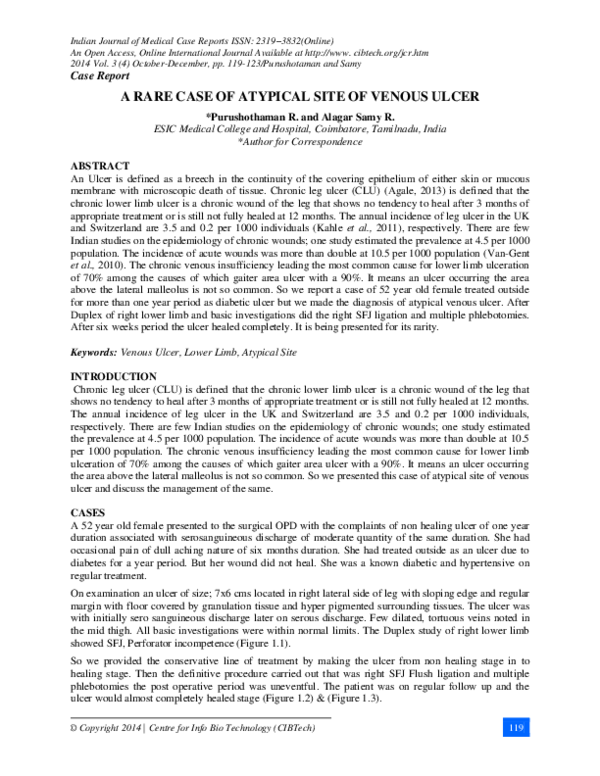 (PDF) A Rare Case of Atypical Site of Venous Ulcer