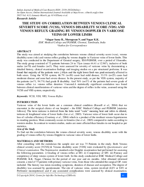 (PDF) The Study on Correlation Between Venous Clinical Severity Score ...