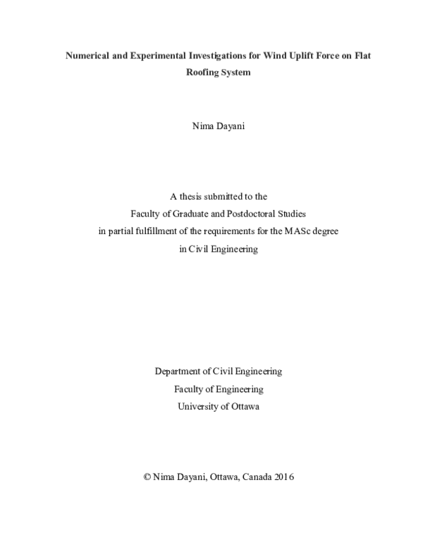 (PDF) Numerical and Experimental Investigations for Wind Uplift Force ...