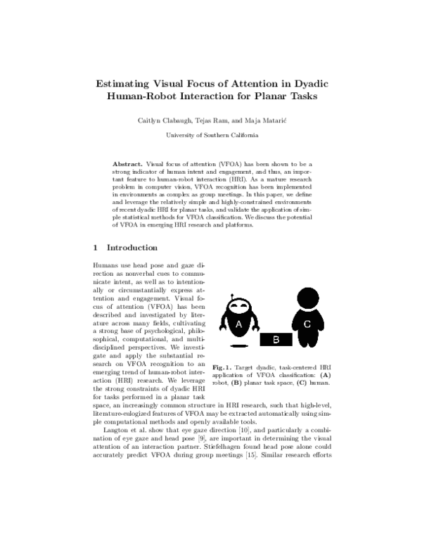 (PDF) Estimating Visual Focus of Attention in Dyadic Human-Robot ...