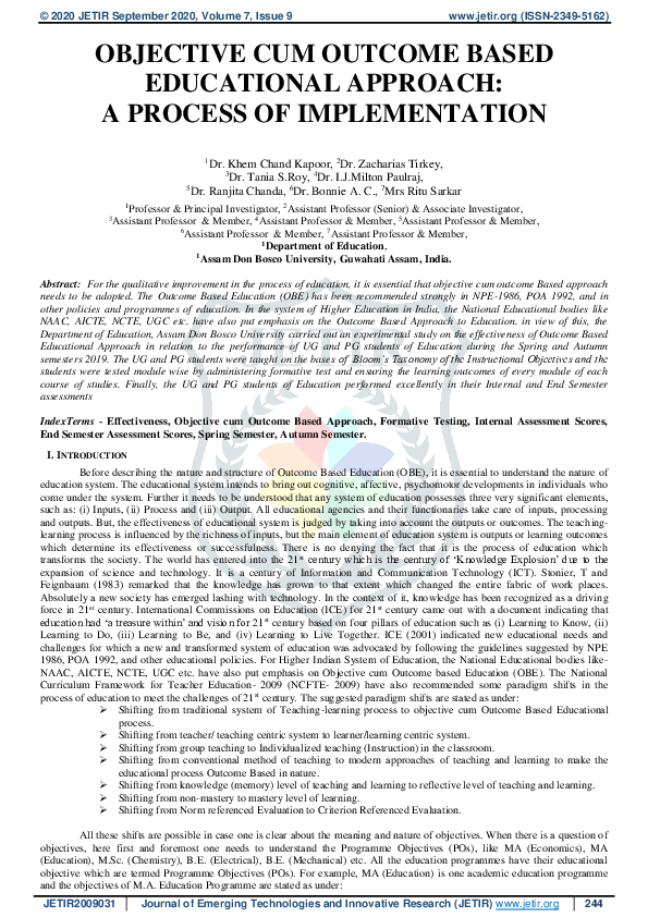 (PDF) OBJECTIVE CUM OUTCOME BASED EDUCATIONAL APPROACH: A PROCESS OF ...