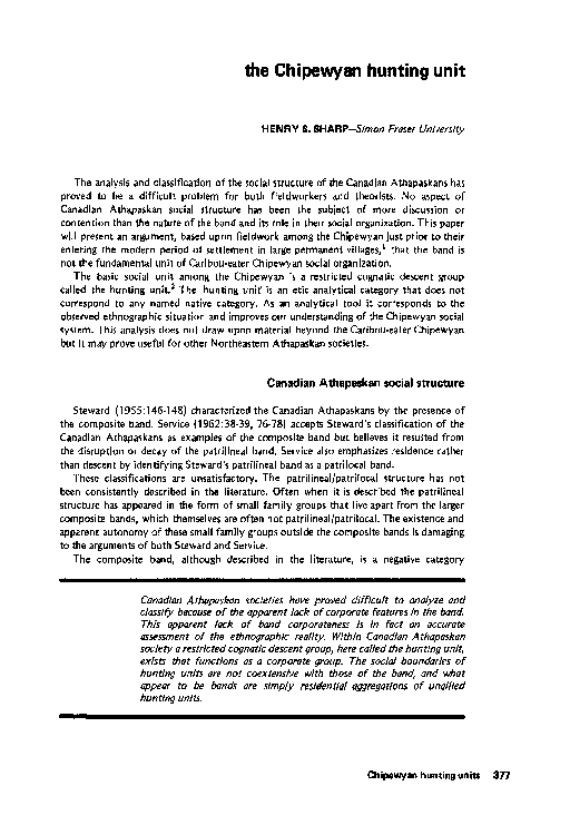 (PDF) the Chipewyan hunting unit