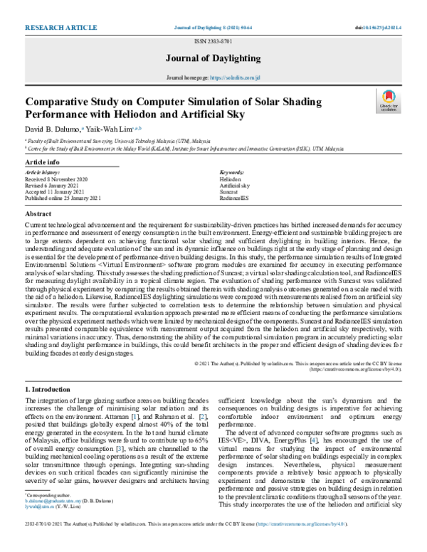 (PDF) Comparative Study on Computer Simulation of Solar Shading ...
