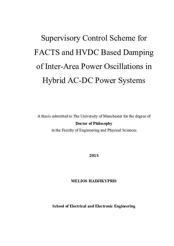 (PDF) Supervisory control scheme for FACTS and HVDC based damping of ...