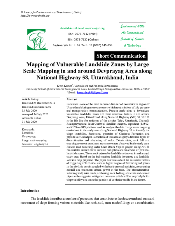 (PDF) Mapping of Vulnerable Landslide Zones by Large Scale Mapping in ... (PDF) Mapping of Vulnerable Landslide Zones by Large Scale Mapping in ...