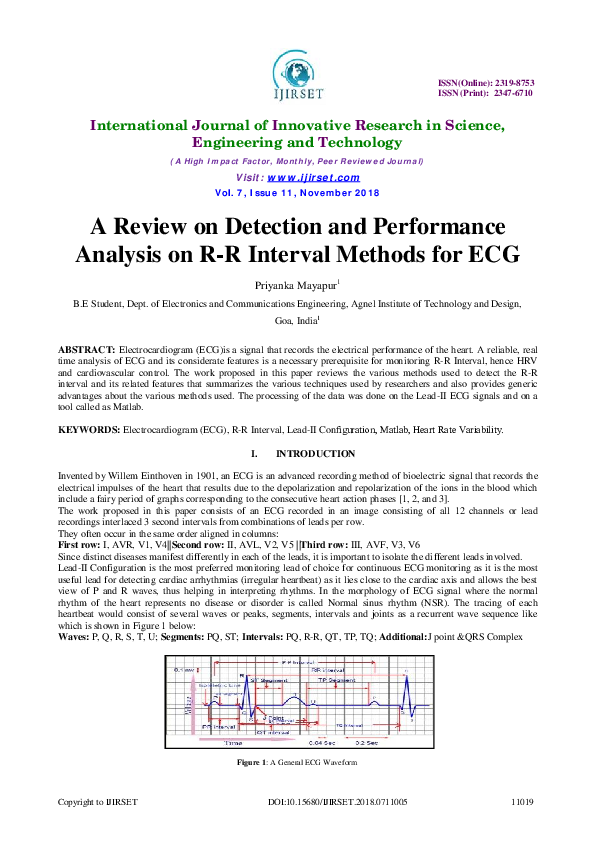 (PDF) A Review on Detection and Performance Analysis on R-R Interval ...