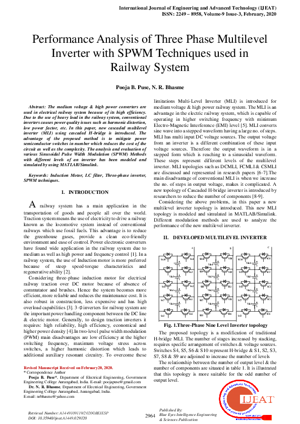 (PDF) Performance Analysis of Three Phase Multilevel Inverter with SPWM Techniques used in ...