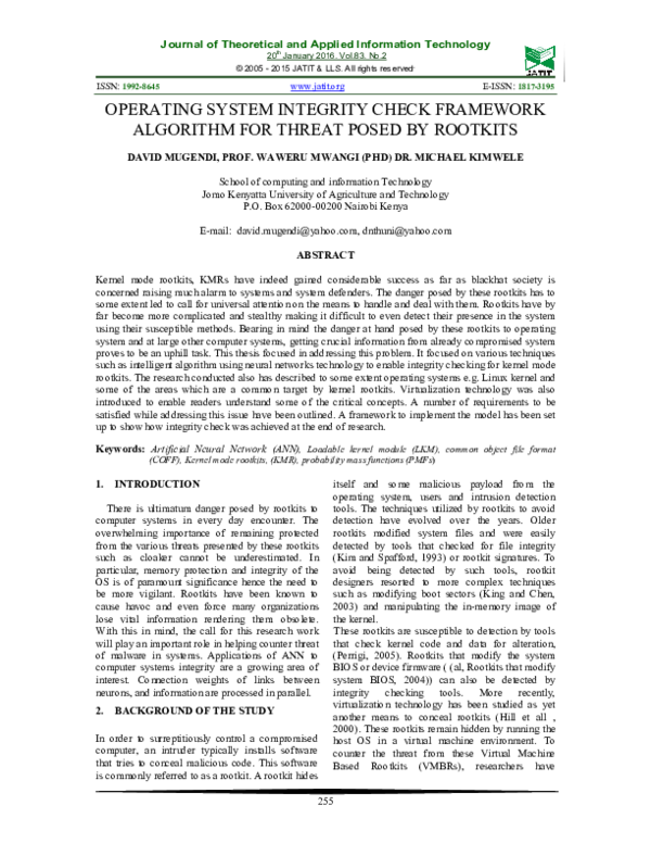 (PDF) Operating System Integrity Check Framework Algorithm for Threat ...