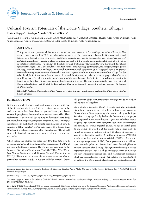 (PDF) Cultural Tourism Potentials of the Dorze Village, Southern Ethiopia