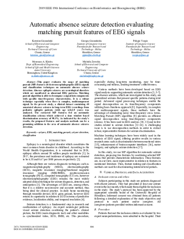 Pdf Automatic Absence Seizure Detection Evaluating Matching Pursuit