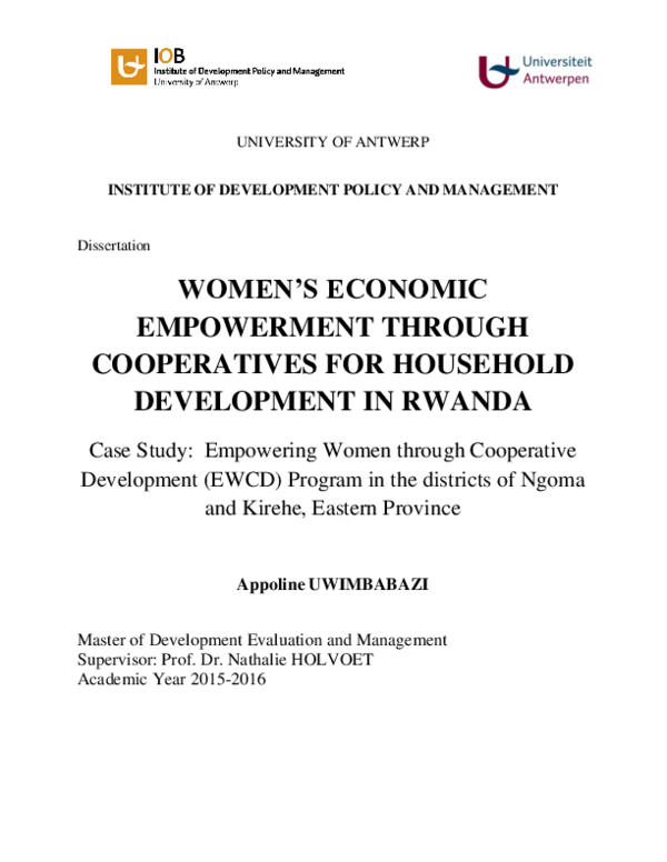 (PDF) WOMEN’S ECONOMIC EMPOWERMENT THROUGH COOPERATIVES FOR HOUSEHOLD ...