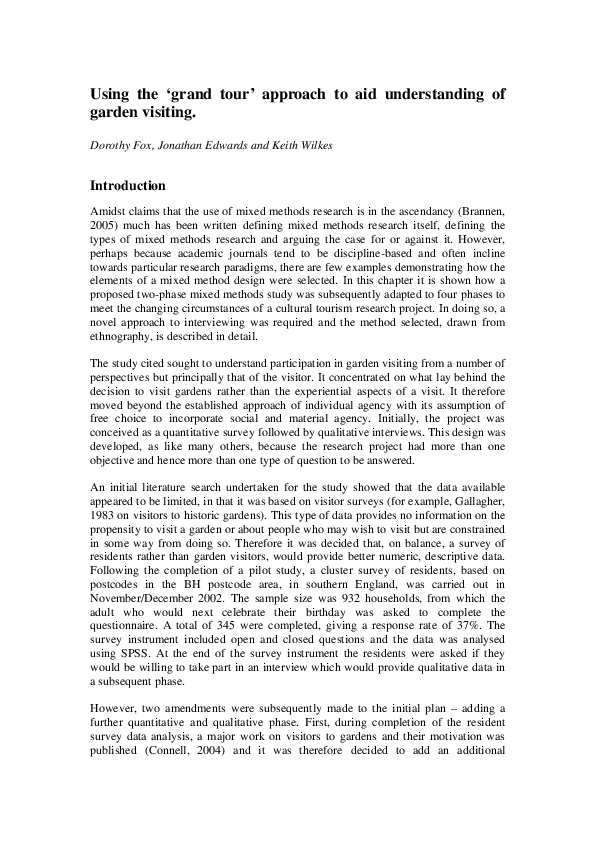 (PDF) Employing the grand tour approach to aid understanding of garden ...