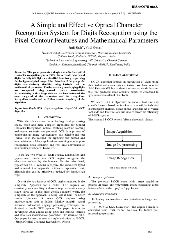 Pdf A Simple And Effective Optical Character Recognition System For