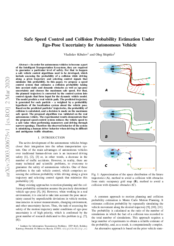 (PDF) Safe Speed Control and Collision Probability Estimation Under Ego-Pose Uncertainty for ...