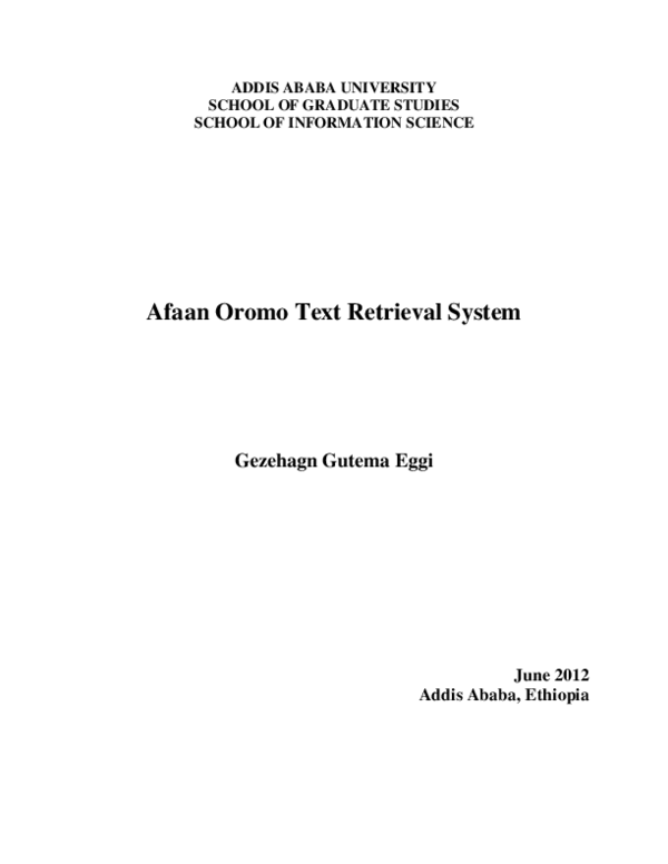 (PDF) Afaan Oromo Text Retrieval System
