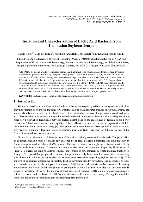 Pdf Isolation And Characterization Of Lactic Acid Bacteria From