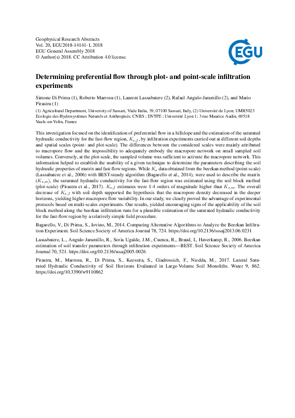 Pdf Determining Preferential Flow Through Plot And Point Scale Infiltration Experiments