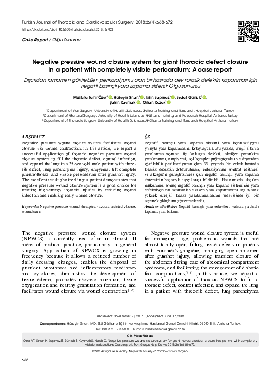 (PDF) Negative pressure wound closure system for giant thoracic defect ...