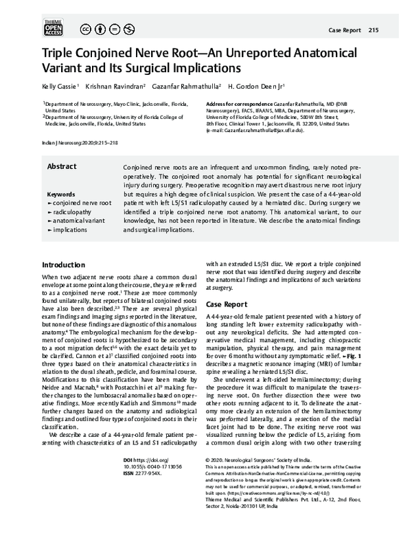 (PDF) Triple Conjoined Nerve Root—An Unreported Anatomical Variant and ...