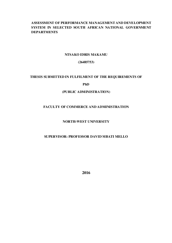 (PDF) Assessment of performance management and development system in ...