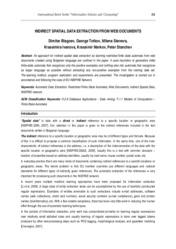 (PDF) Indirect Spatial Data Extraction from Web Documents