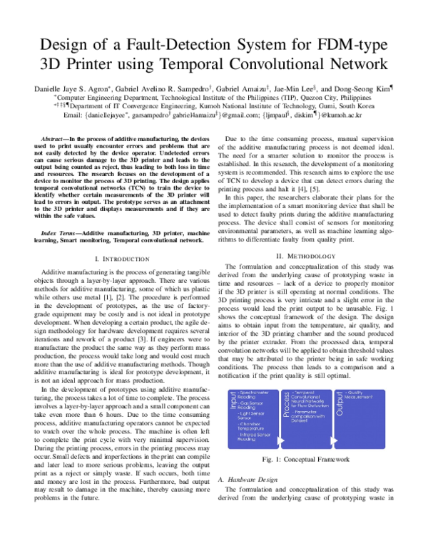 Pdf Design Of A Fault Detection System For Fdm Type 3d Printer Using