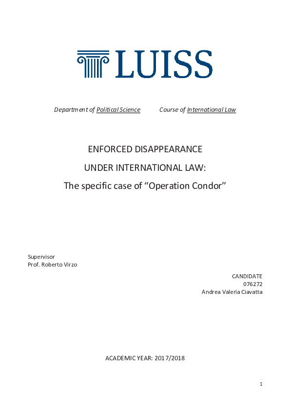 (PDF) Enforced disappearance under international law: the specific case ...