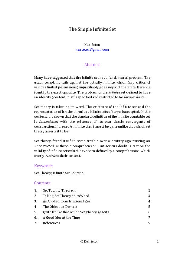 (PDF) The Simple Infinite Set
