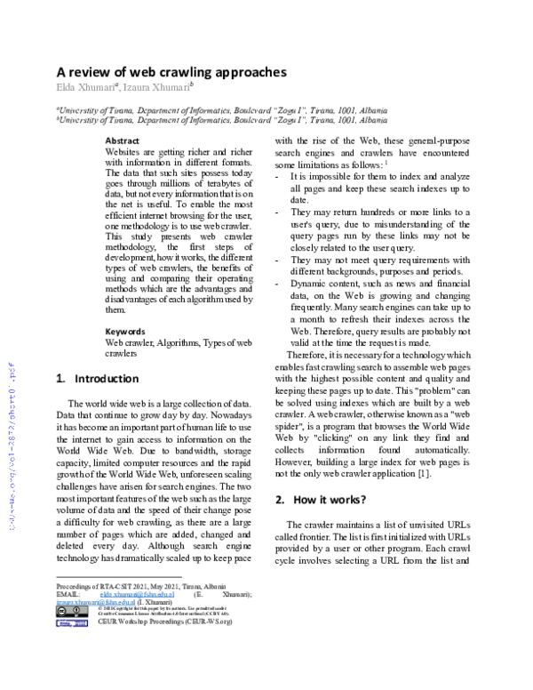 (PDF) A review of web crawling approaches