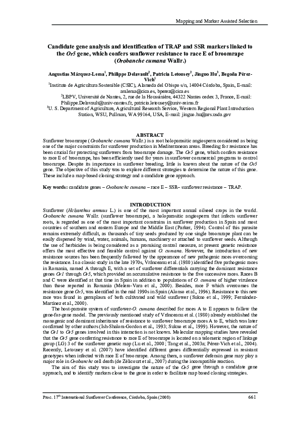 Pdf Candidate Gene Analysis And Identification Of Trap And Ssr