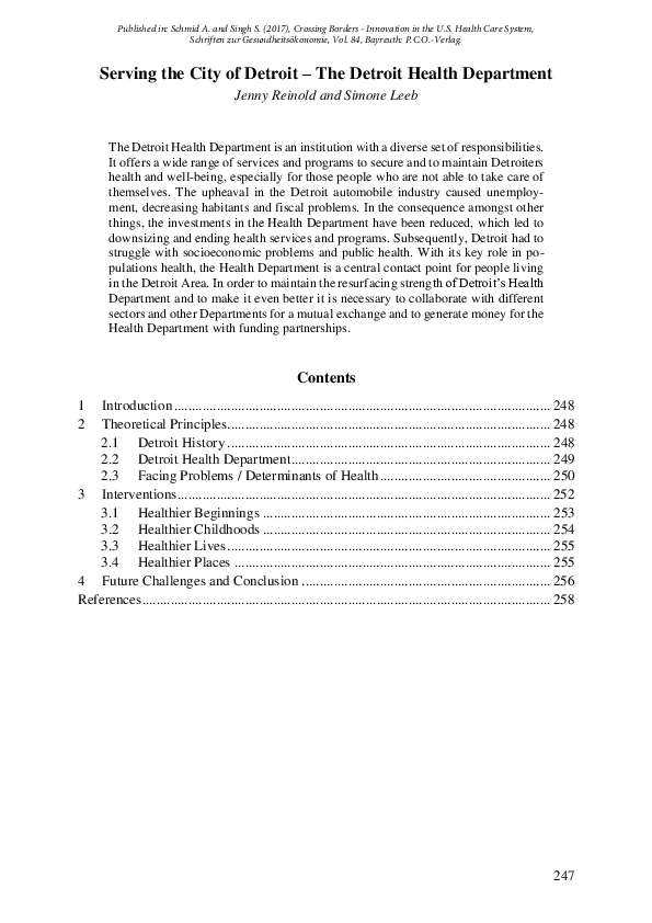 (PDF) Serving the City of Detroit – The Detroit Health Department ...
