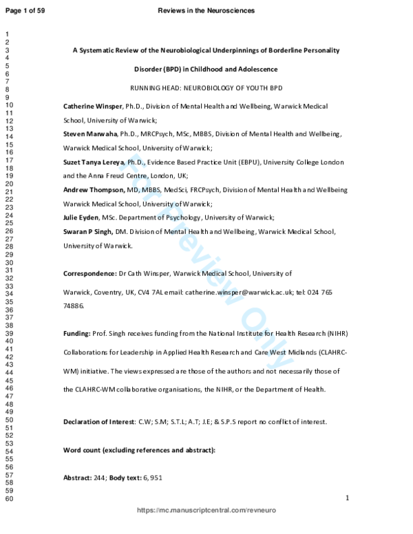 (PDF) A systematic review of the neurobiological underpinnings of ...