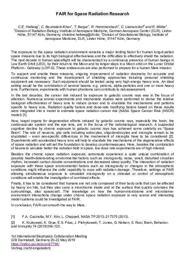 (PDF) FAIR for Space Radiation Research
