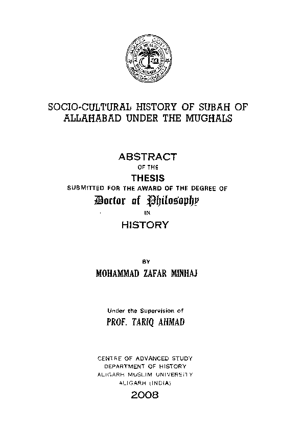 (PDF) Socio_Cultural history of Subah of Allahabad under the Mughals